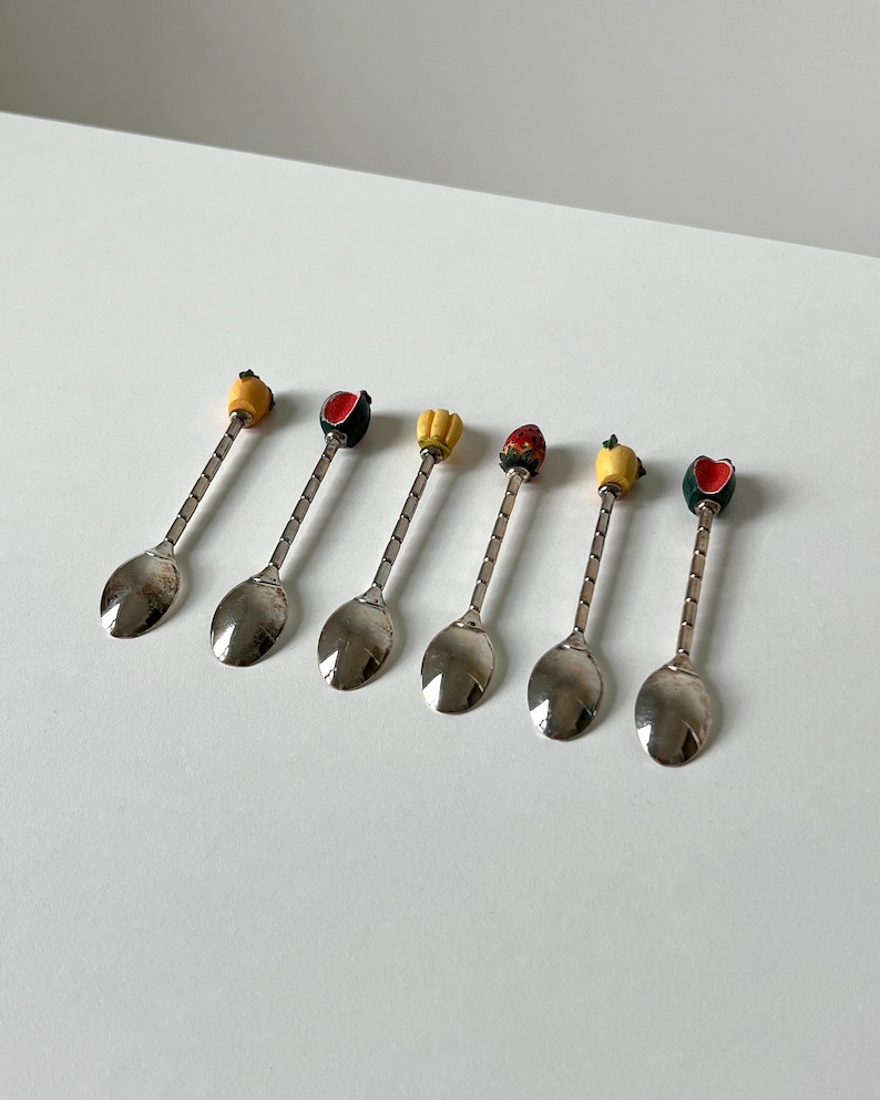 Set of 6 Italian Dessert Spoons / Teaspoons - Silver Plated With ...