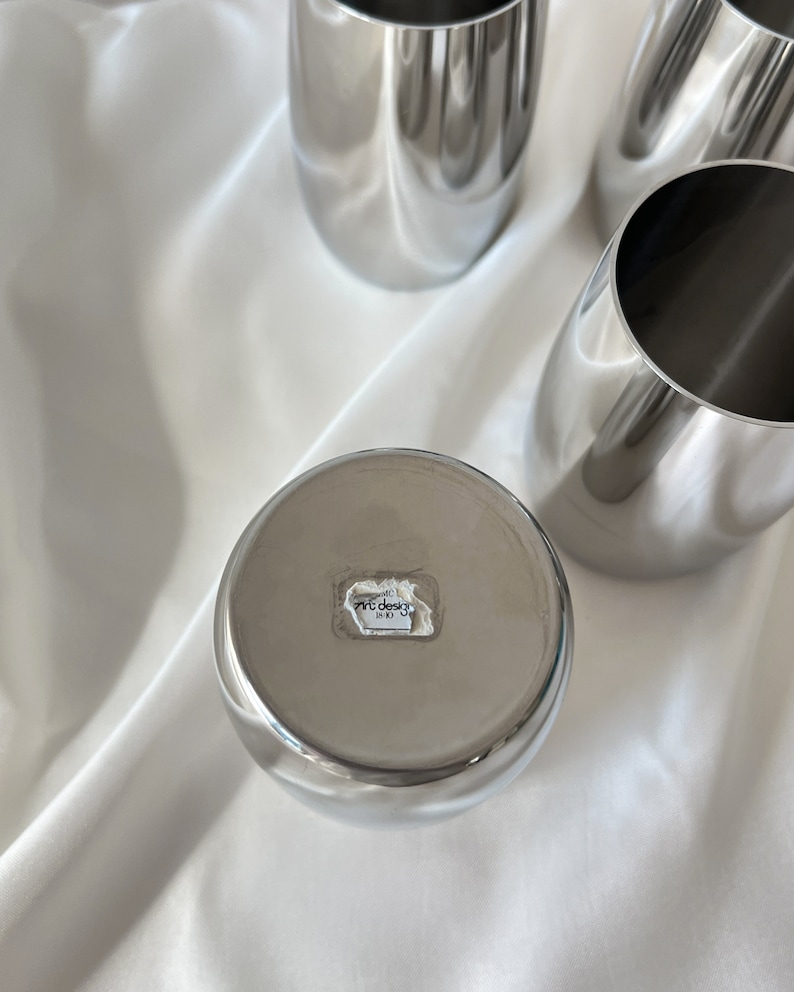 Vintage Italian Stainless Steel Cups by AMC - Silver Metal Drinking ...