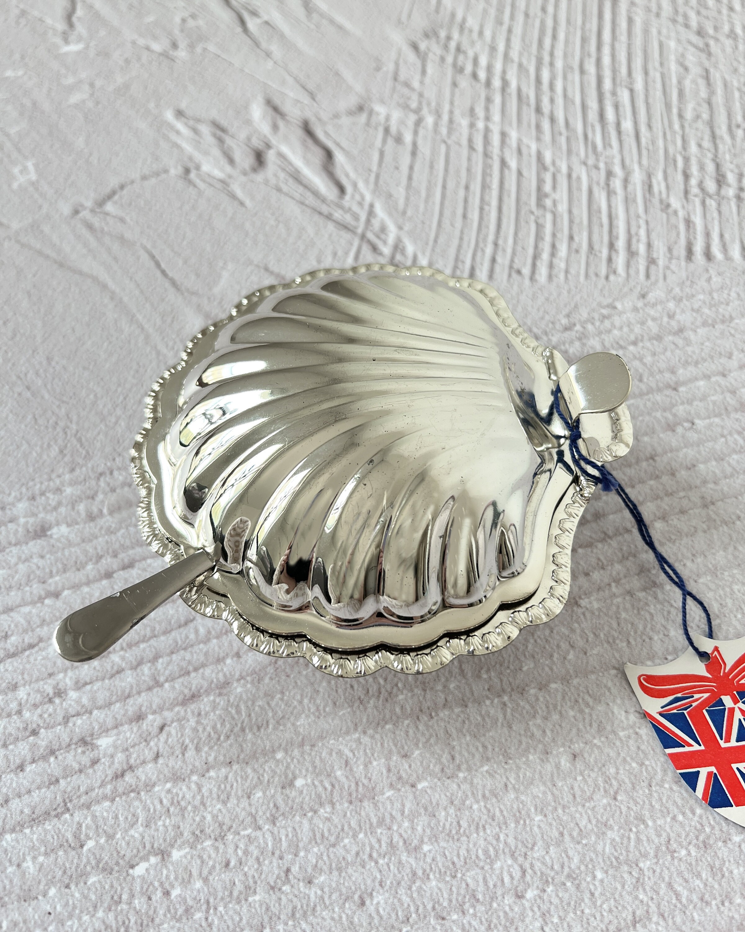 Silver Plated Shell Butter Dish With Butter Knife Metal Clam Seashell ...