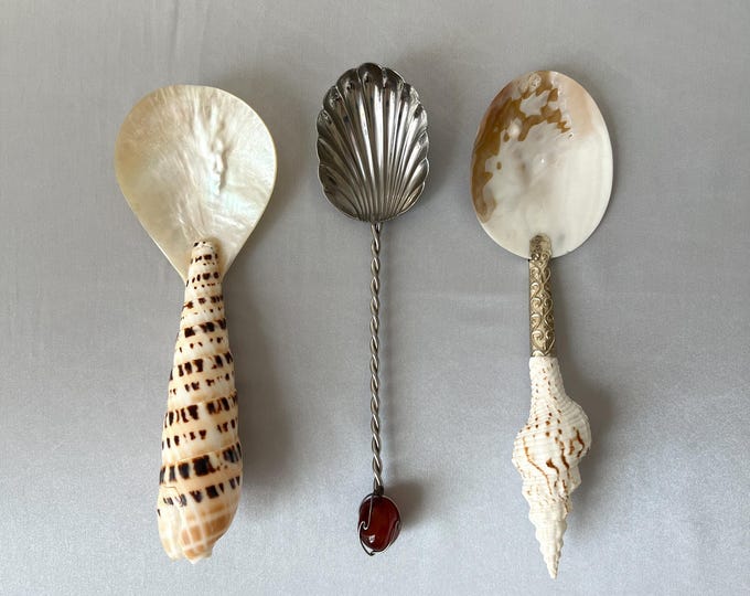 Vintage Shell Serving Spoon | Handcrafted Seashell Design | Mother of ...