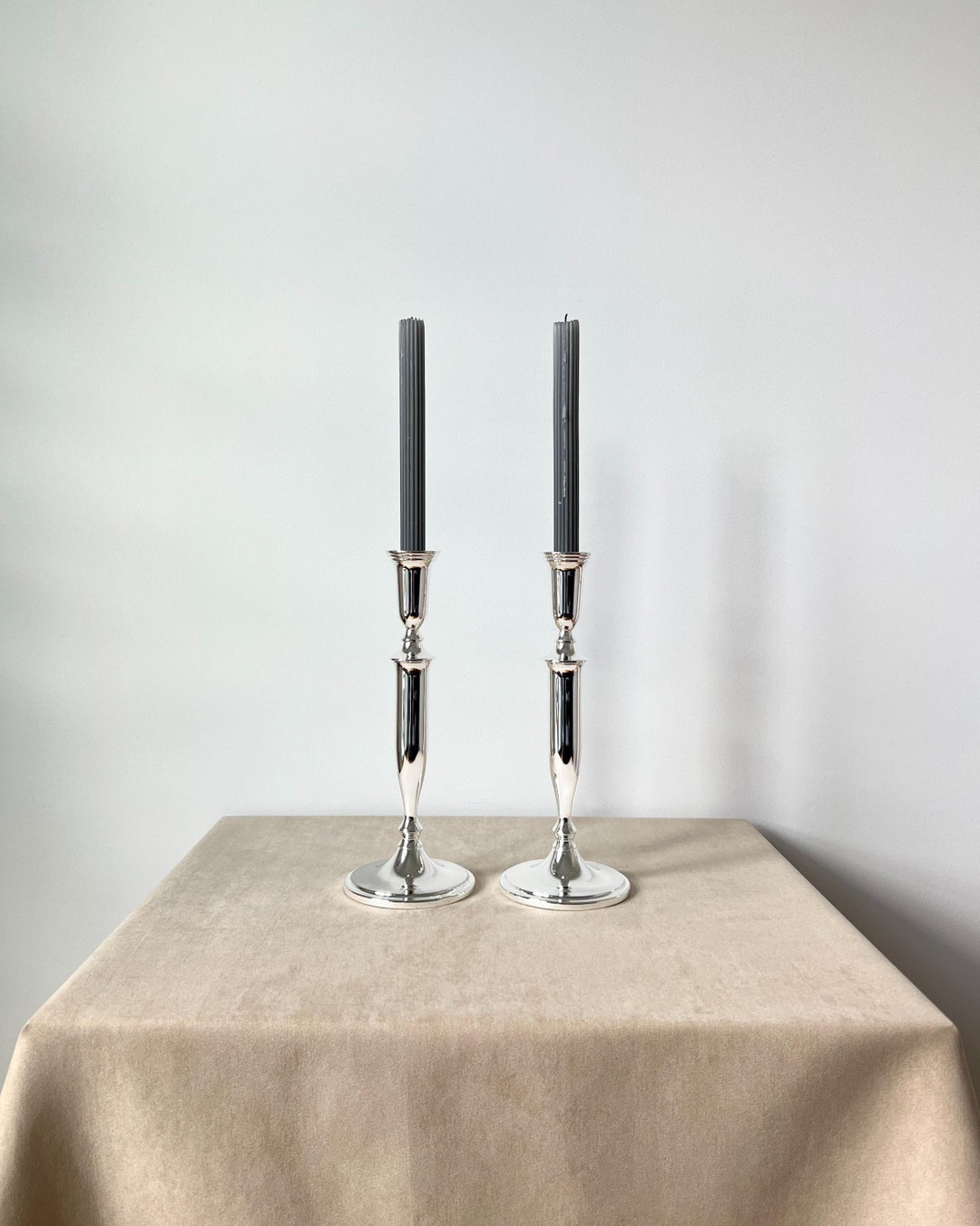 GODINGER Silver Art Candlesticks | Set of 2 | Vintage Tall Silver ...