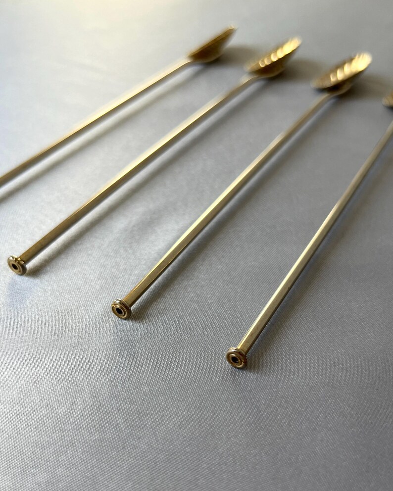 Vintage Italian Gold Plated Shell Cocktail Spoons | Set of 4 | Long ...