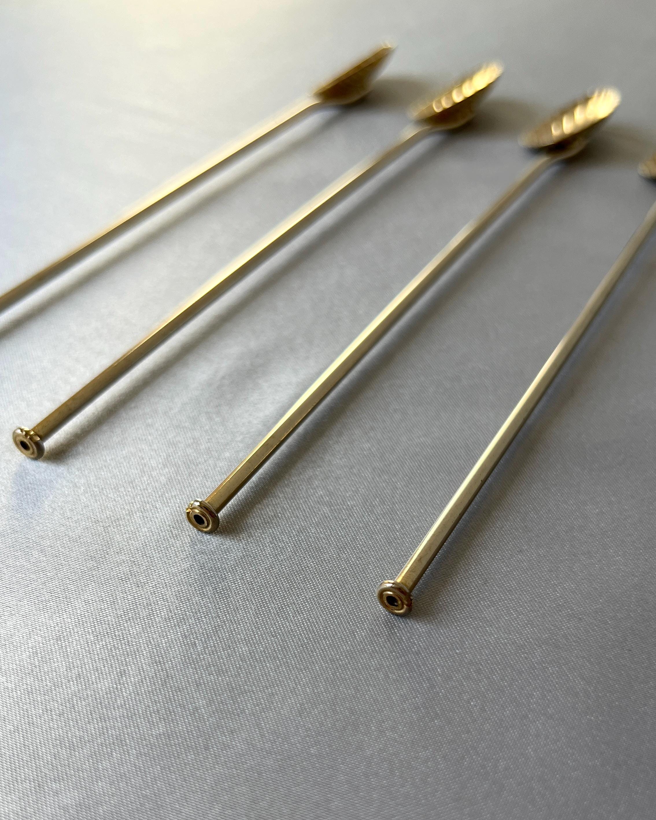 Vintage Italian Gold Plated Shell Cocktail Spoons | Set of 4 | Long ...