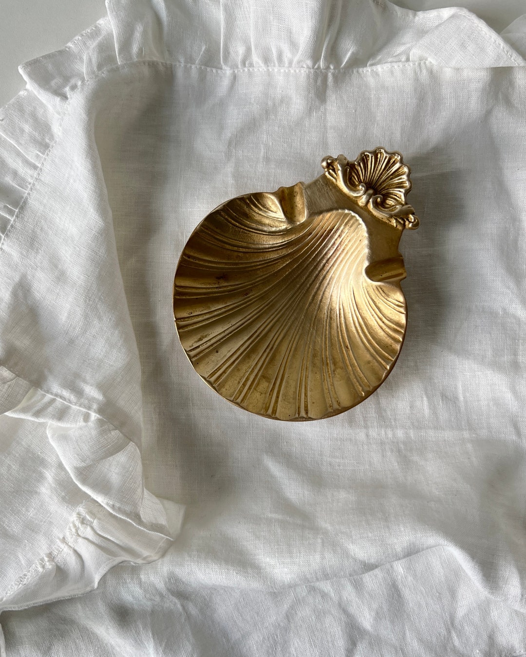 Vintage Brass Shell Ashtray - Solid Brass Seashell Shaped Ashtray - Etsy