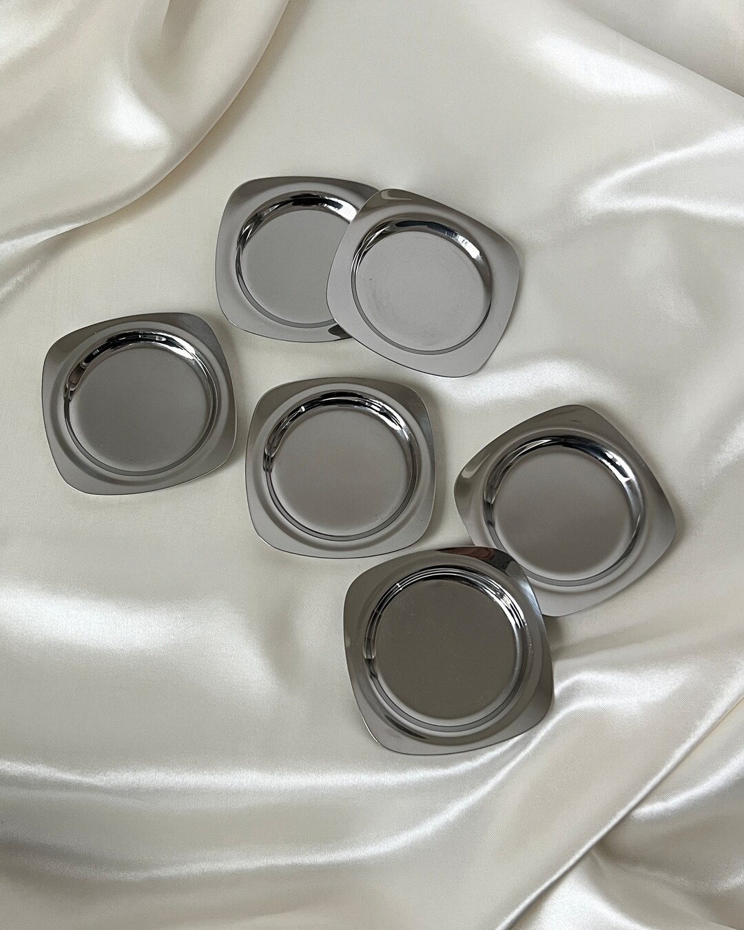Vintage WMF Stainless Steel Coasters | Set of 4 / 6 | Space-age Design ...