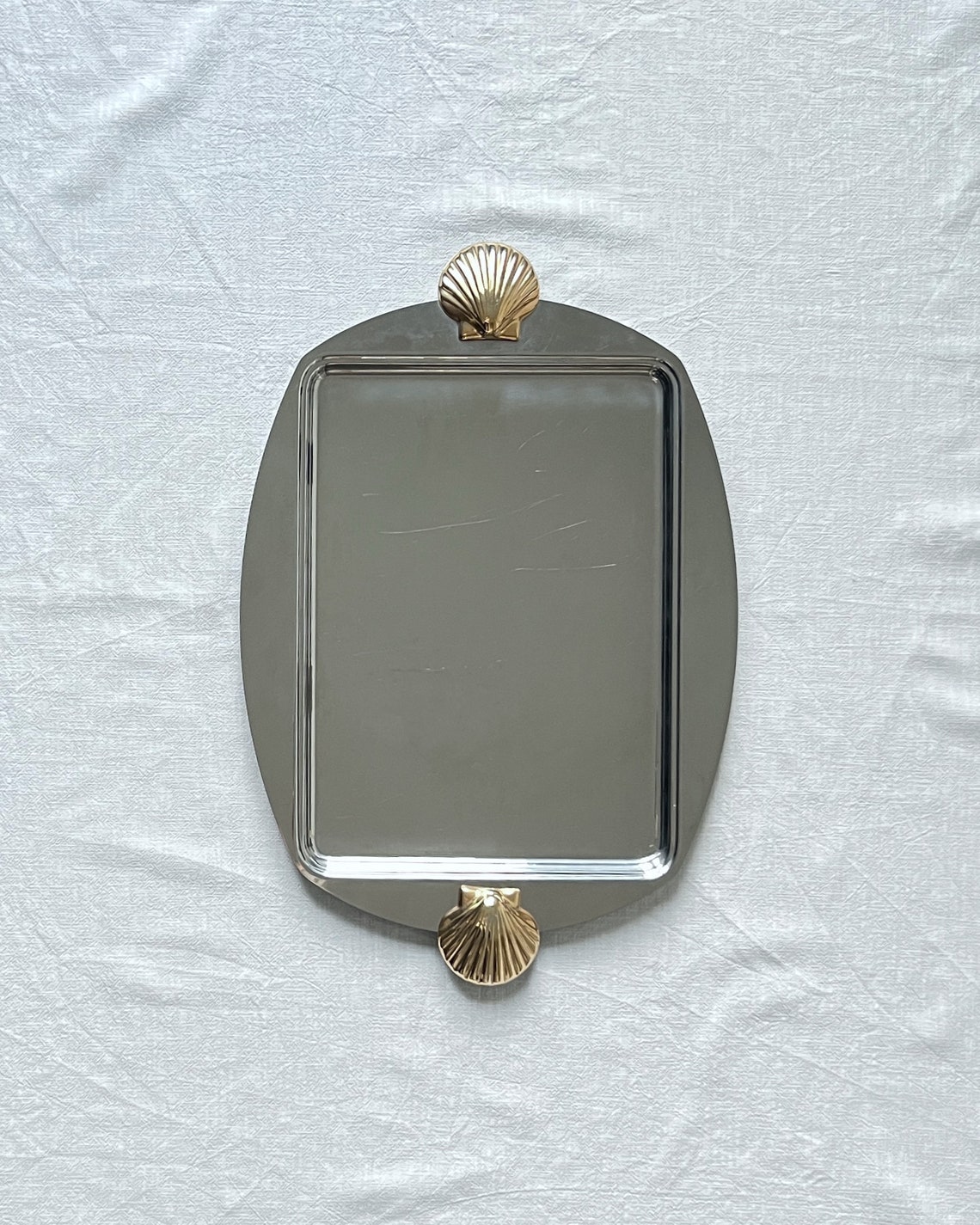 Italian Stainless Steel Tray With Gold Shell-shaped Handles by ...