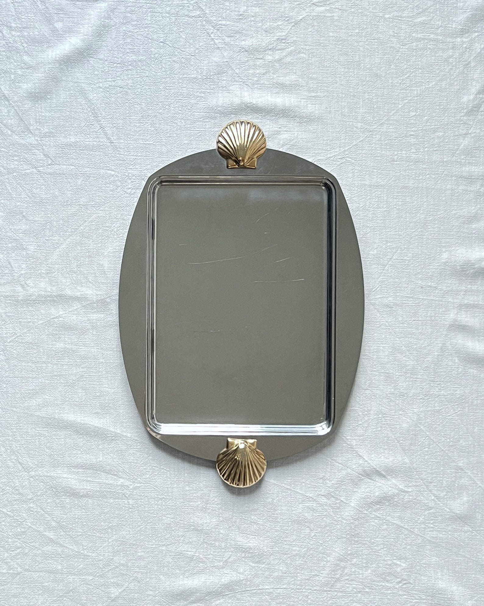 Italian Stainless Steel Tray With Gold Shell-shaped Handles by ...