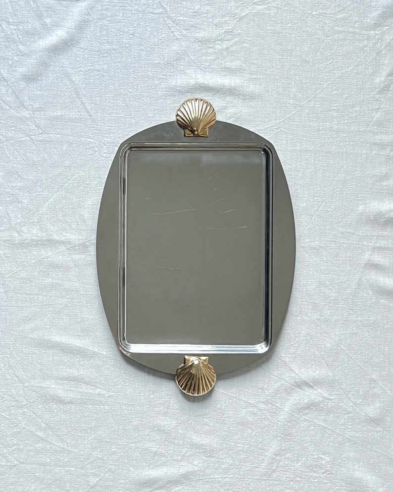 Italian Stainless Steel Tray With Gold Shell-shaped Handles by ...
