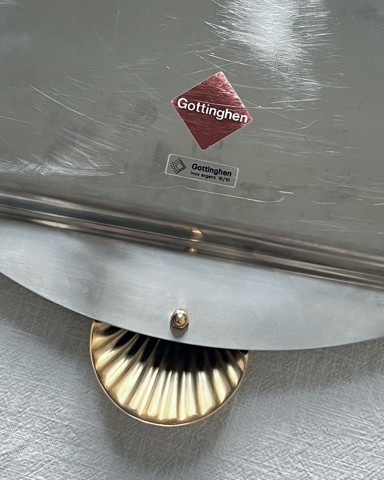 Italian Stainless Steel Tray With Gold Shell-shaped Handles by ...