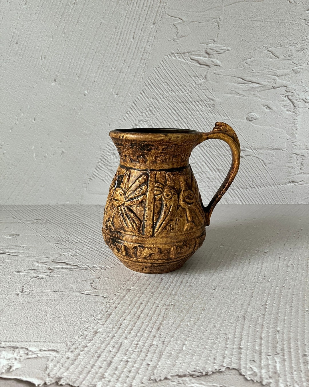 Jasba Pottery Vase Aztec Model '1689-2019' Vintage MCM Ceramic Vase Fat ...