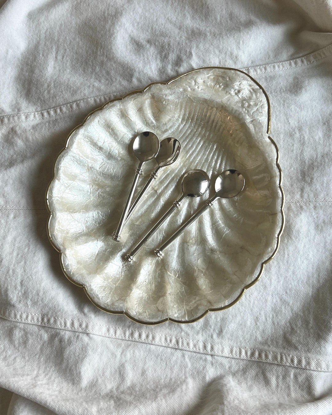 Vintage Tin Moka Spoon | Set of 4 | Silver Tin Moka Teaspoons | Small ...