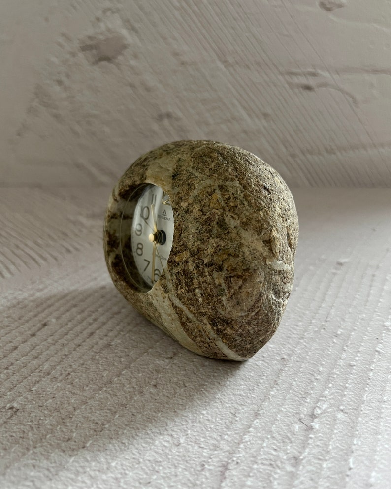 DUGENA Mid-century Stone Table Clock Unique Vintage Desk Clock Made in ...