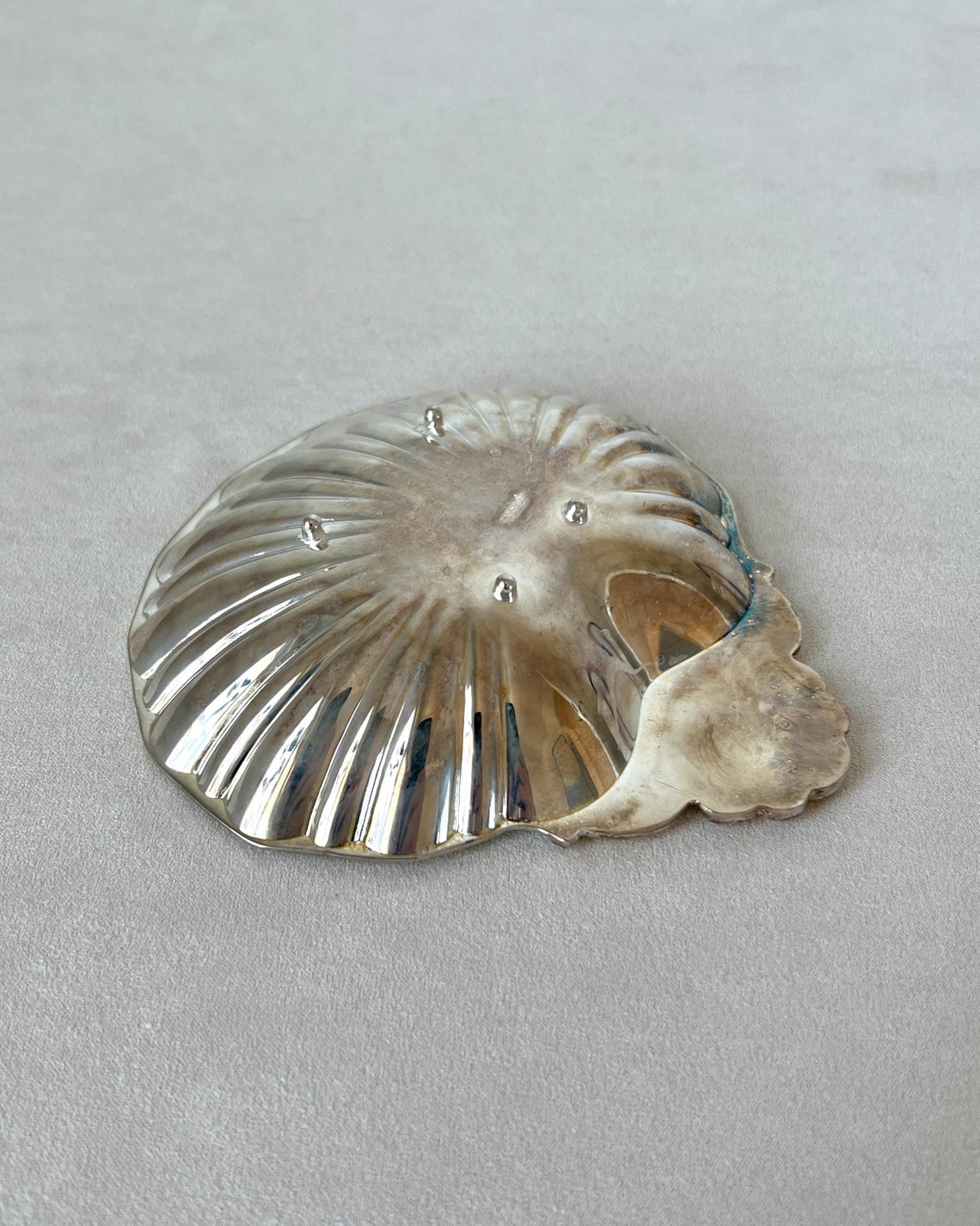 Vintage Silver and Gold Plated Shell Dish | Metal Clam Scallop Seashell ...