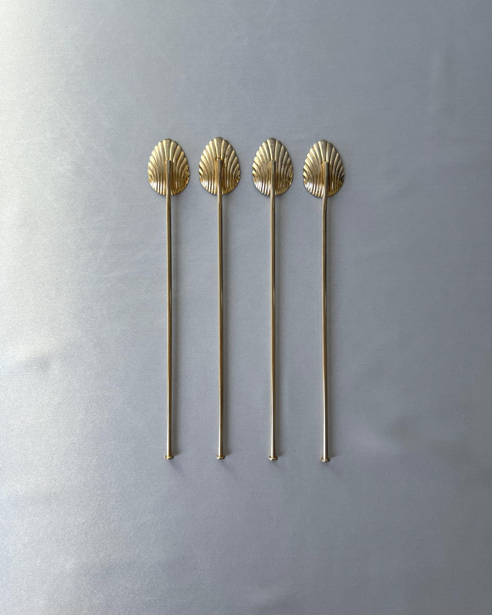 Vintage Italian Gold Plated Shell Cocktail Spoons | Set of 4 | Long ...