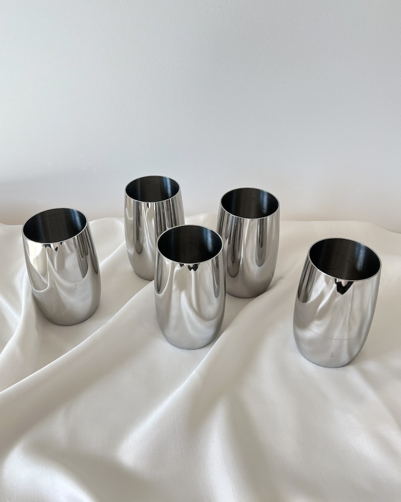 Vintage Italian Stainless Steel Cups by AMC - Silver Metal Drinking ...