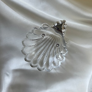 Crystal Glass Scallop Shell Dish With Solid Silver Handle - Made in ...