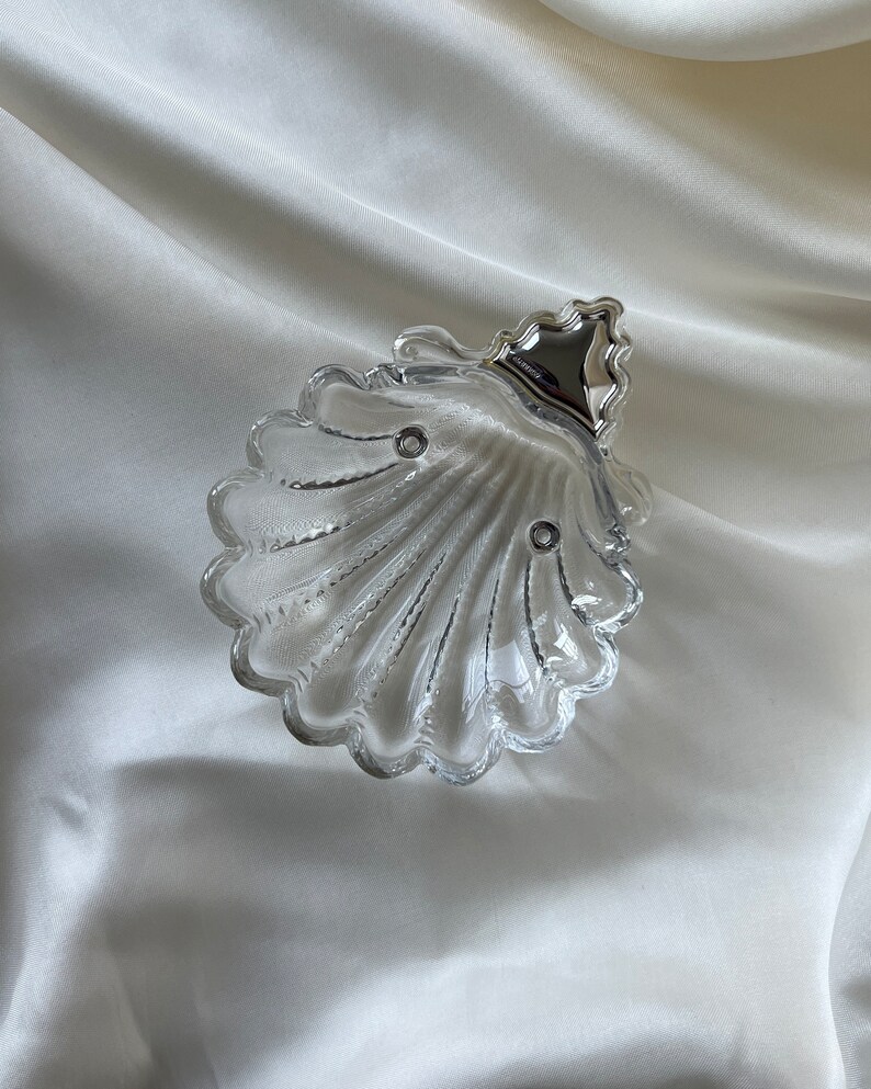 Crystal Glass Scallop Shell Dish With Solid Silver Handle - Made in ...