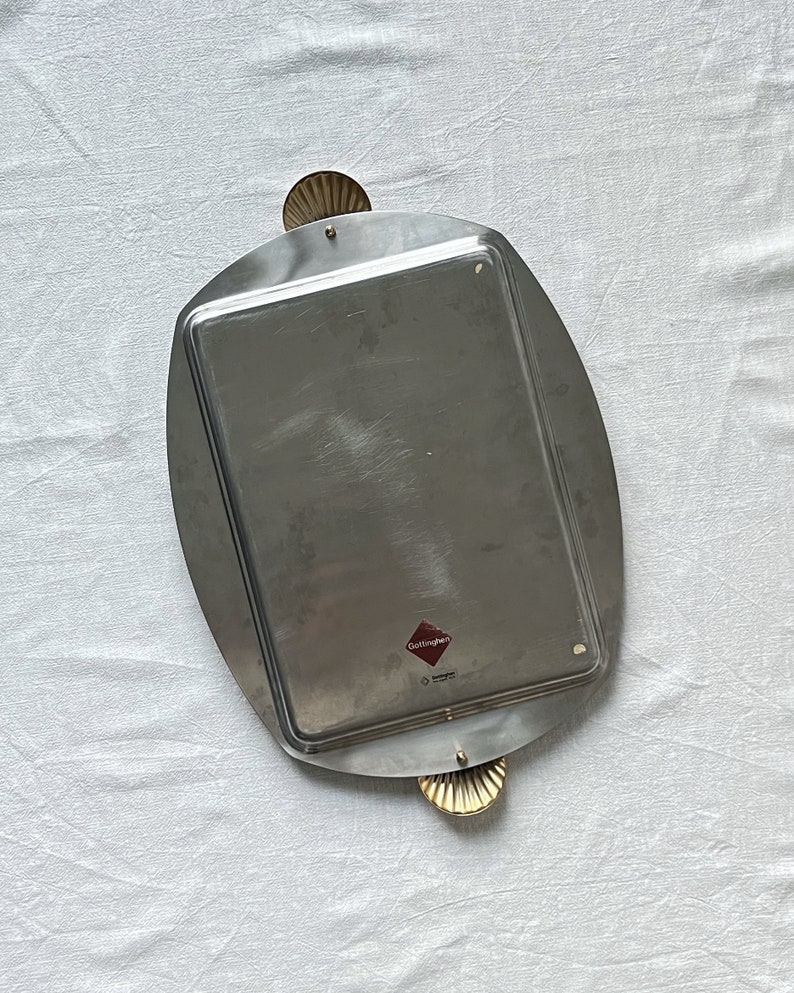 Italian Stainless Steel Tray With Gold Shell-shaped Handles by ...
