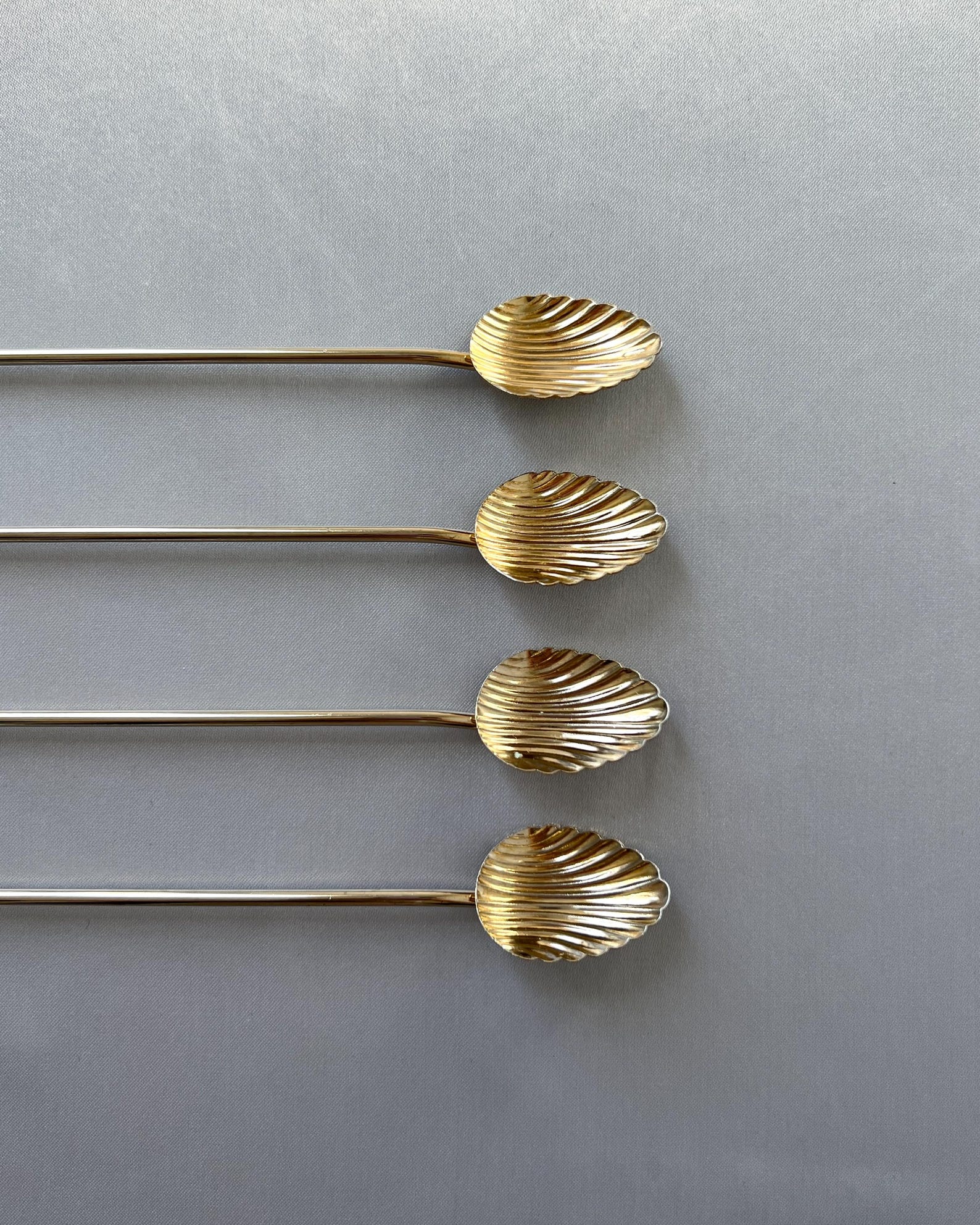 Vintage Italian Gold Plated Shell Cocktail Spoons | Set of 4 | Long ...