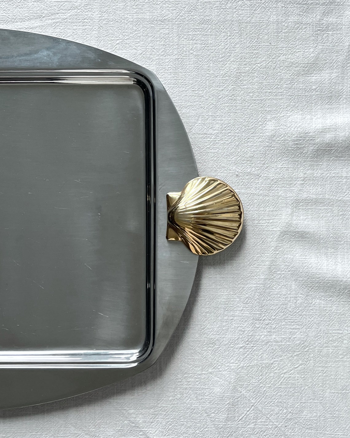 Italian Stainless Steel Tray With Gold Shell-shaped Handles by ...
