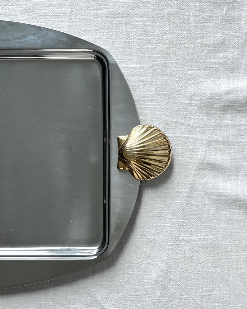 Italian Stainless Steel Tray With Gold Shell-shaped Handles by ...