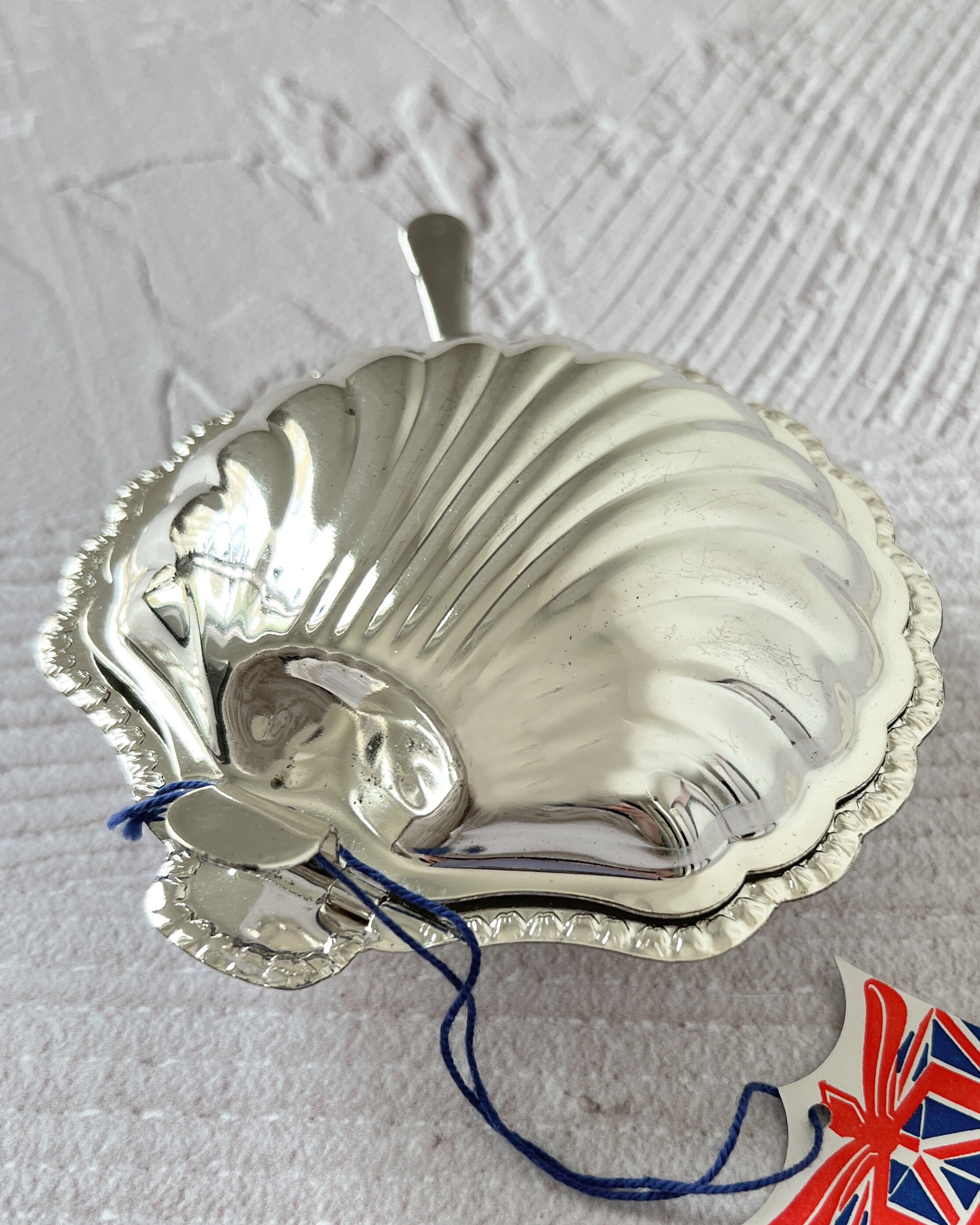 Silver Plated Shell Butter Dish With Butter Knife Metal Clam Seashell ...