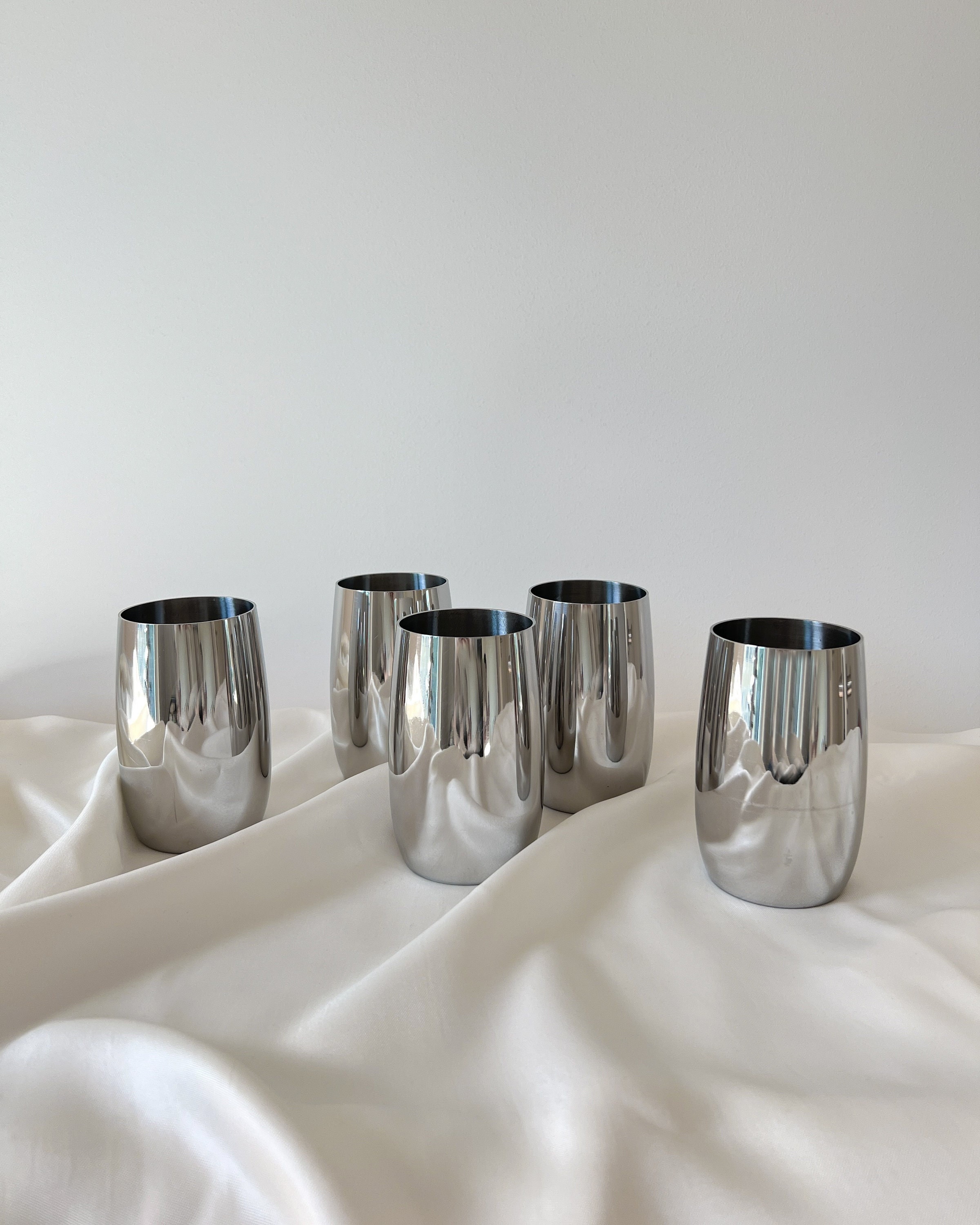 Vintage Italian Stainless Steel Cups by AMC - Silver Metal Drinking ...