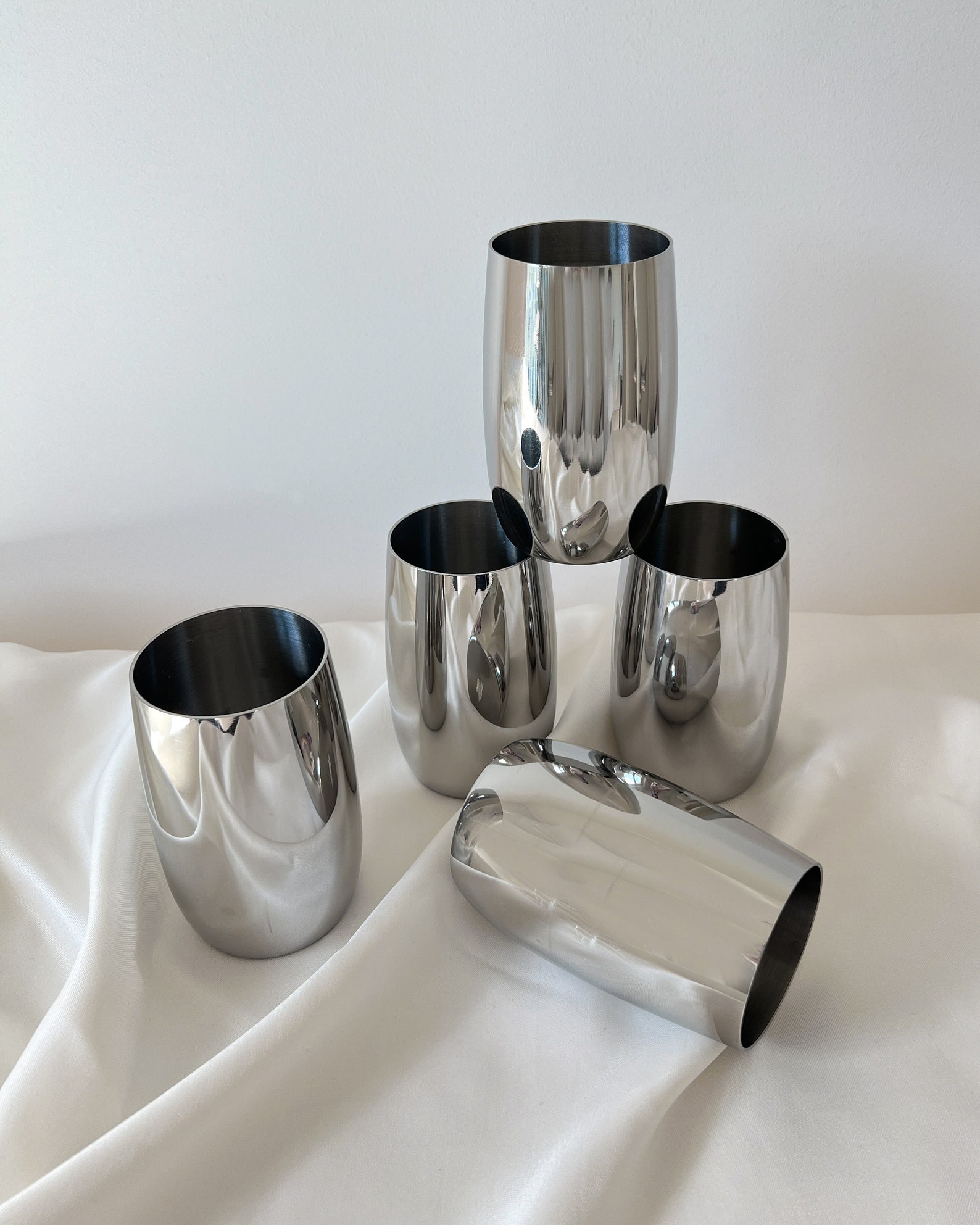 Vintage Italian Stainless Steel Cups by AMC - Silver Metal Drinking ...