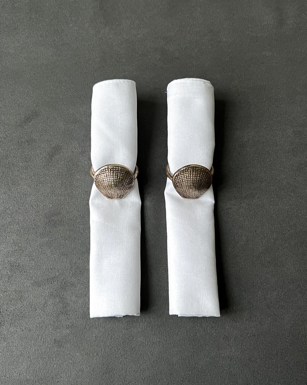 Vintage Brass Shell Napkin Rings | Set of 2 | Mid Century Seashell ...
