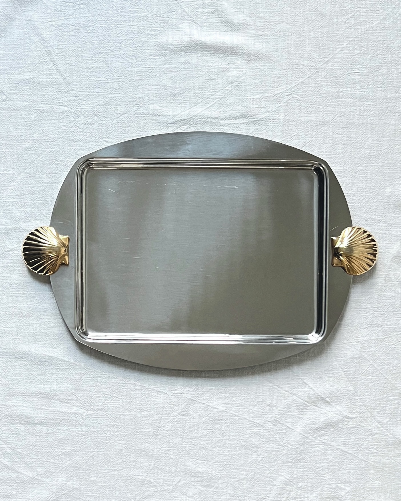 Italian Stainless Steel Tray With Gold Shell-shaped Handles by ...