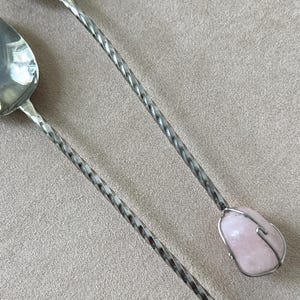 Brazilian ESTILO Silver Twisted Dessert Spoon With Unique Semi-precious ...