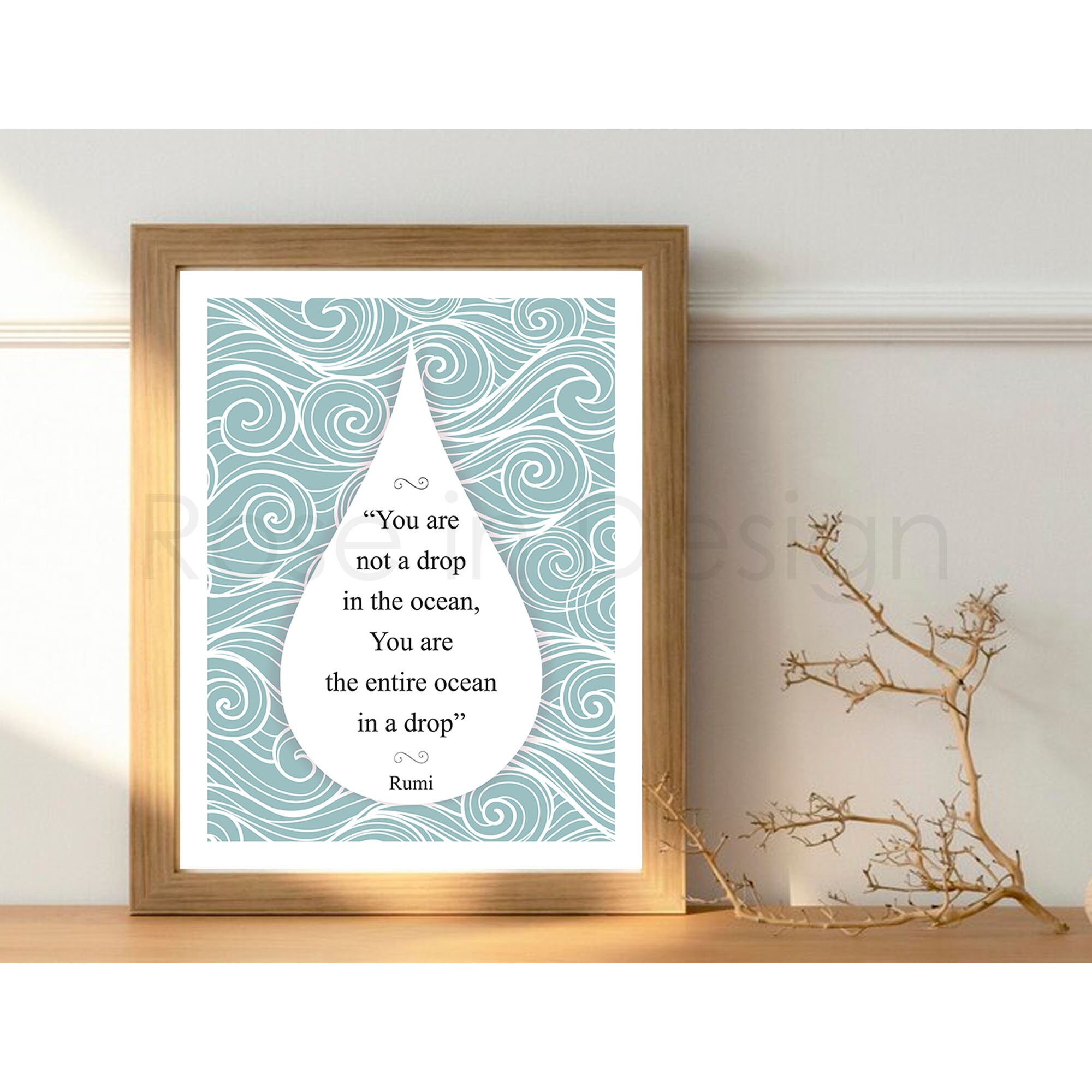 Rumi You Are the Entire Ocean, Valentines Gift, Quote Printable Wall ...