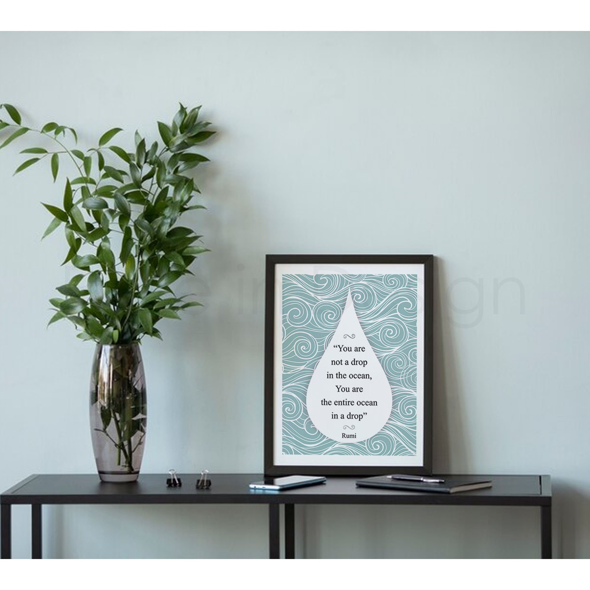 Rumi You Are the Entire Ocean, Valentines Gift, Quote Printable Wall ...