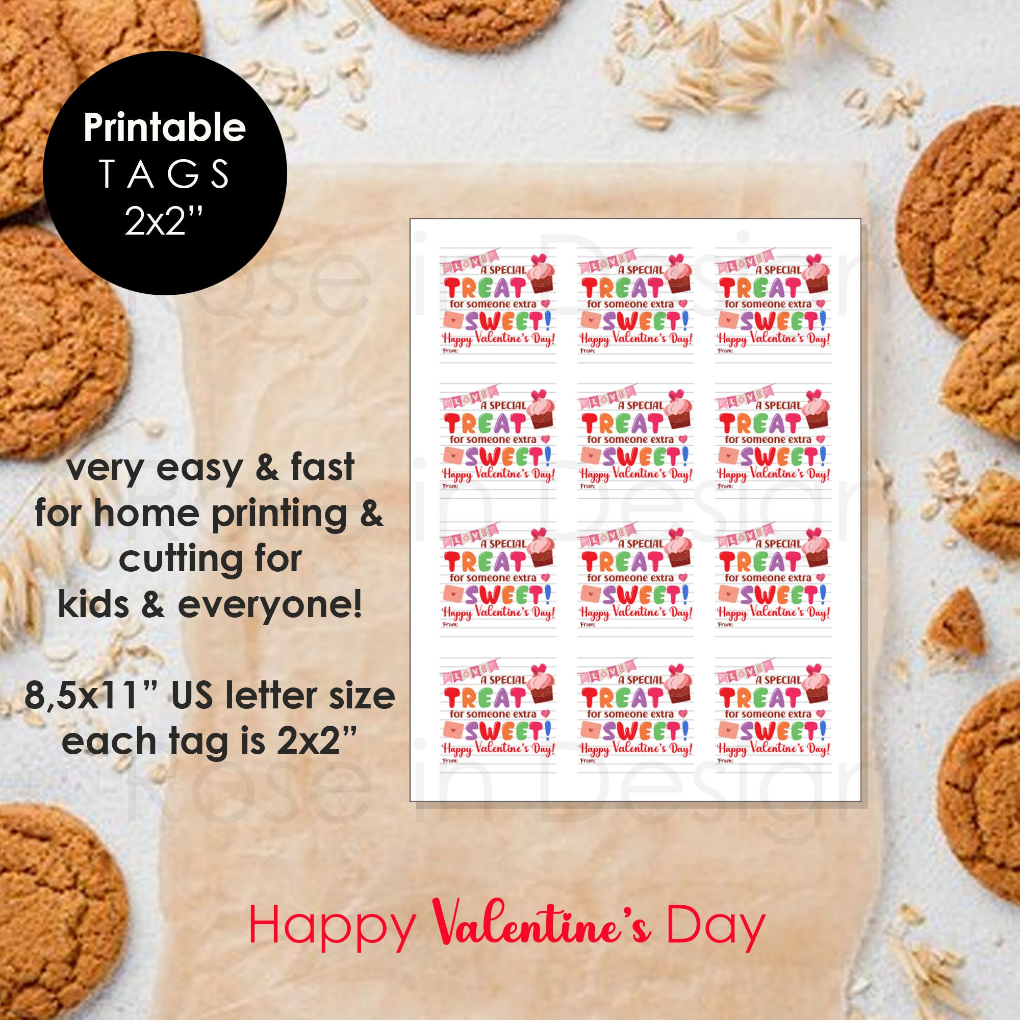 Valentine Gift Tags, Printable Kids Valentine Tags, Classroom ...