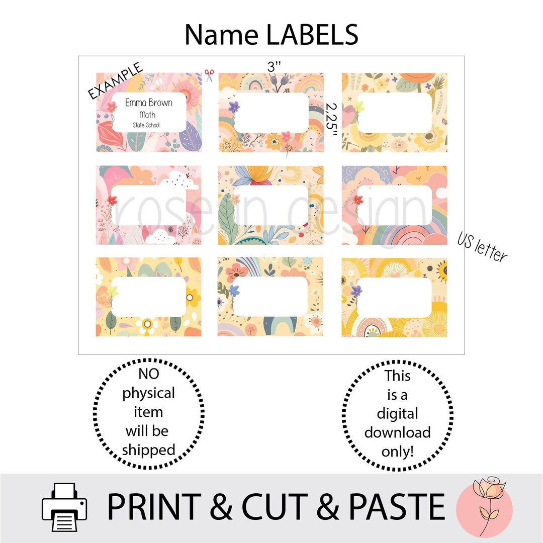 School Book Labels With Cute Design Back to School Printable - Etsy