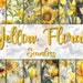 Yellow Watercolor Floral Digital Paper - 12 Tiled Vintage Flower ...