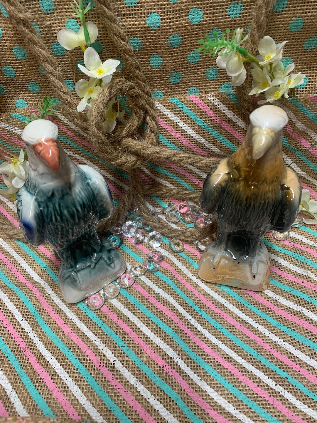 Set of Two Eagle Statue Eagle Figurine Iridescent Eagle Statue Bookends ...