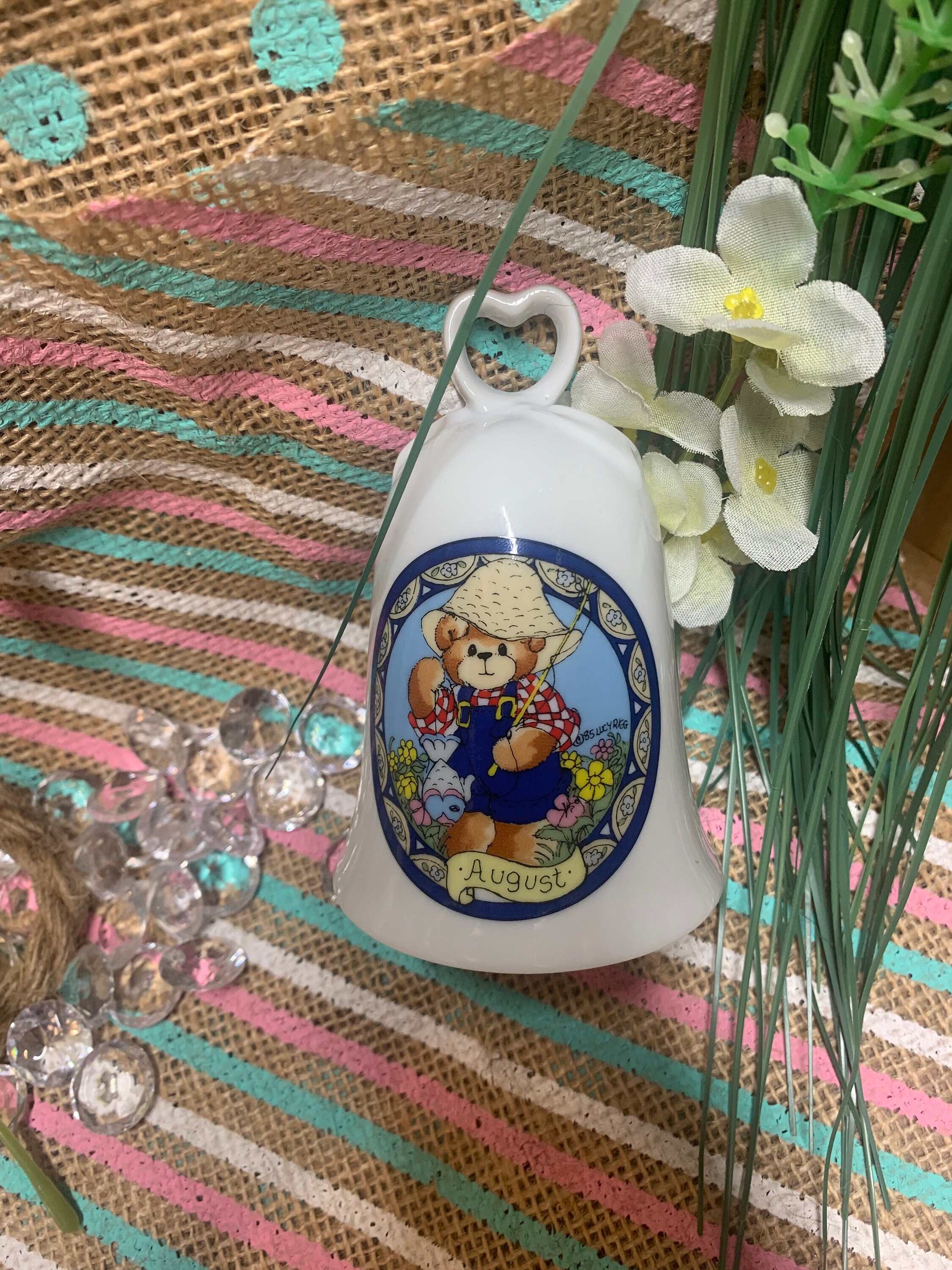 August Birthday Bear Bell Enesco Bear Vintage Bell - Etsy