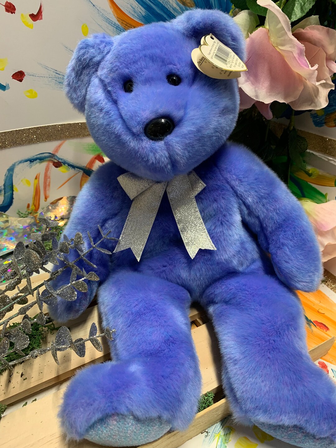 Vintage TY Blue Bear Stuffed Animal - Etsy