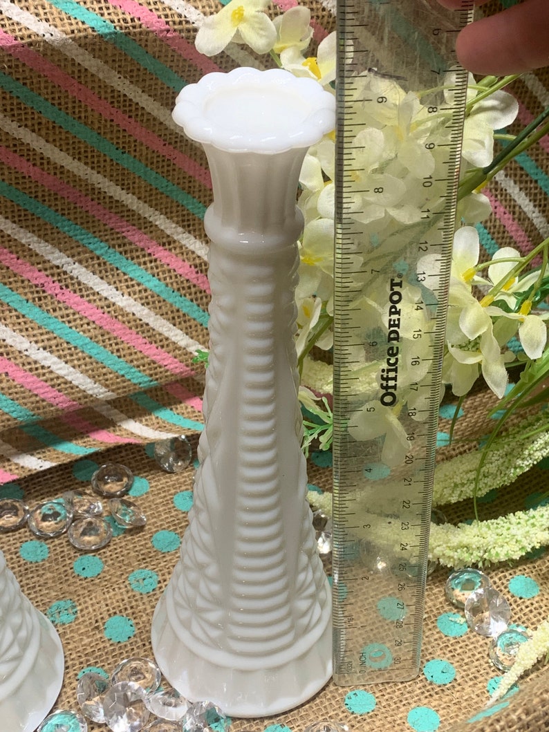Vintage Anchor Hocking Milk Glass Set of 2 Vases - Etsy