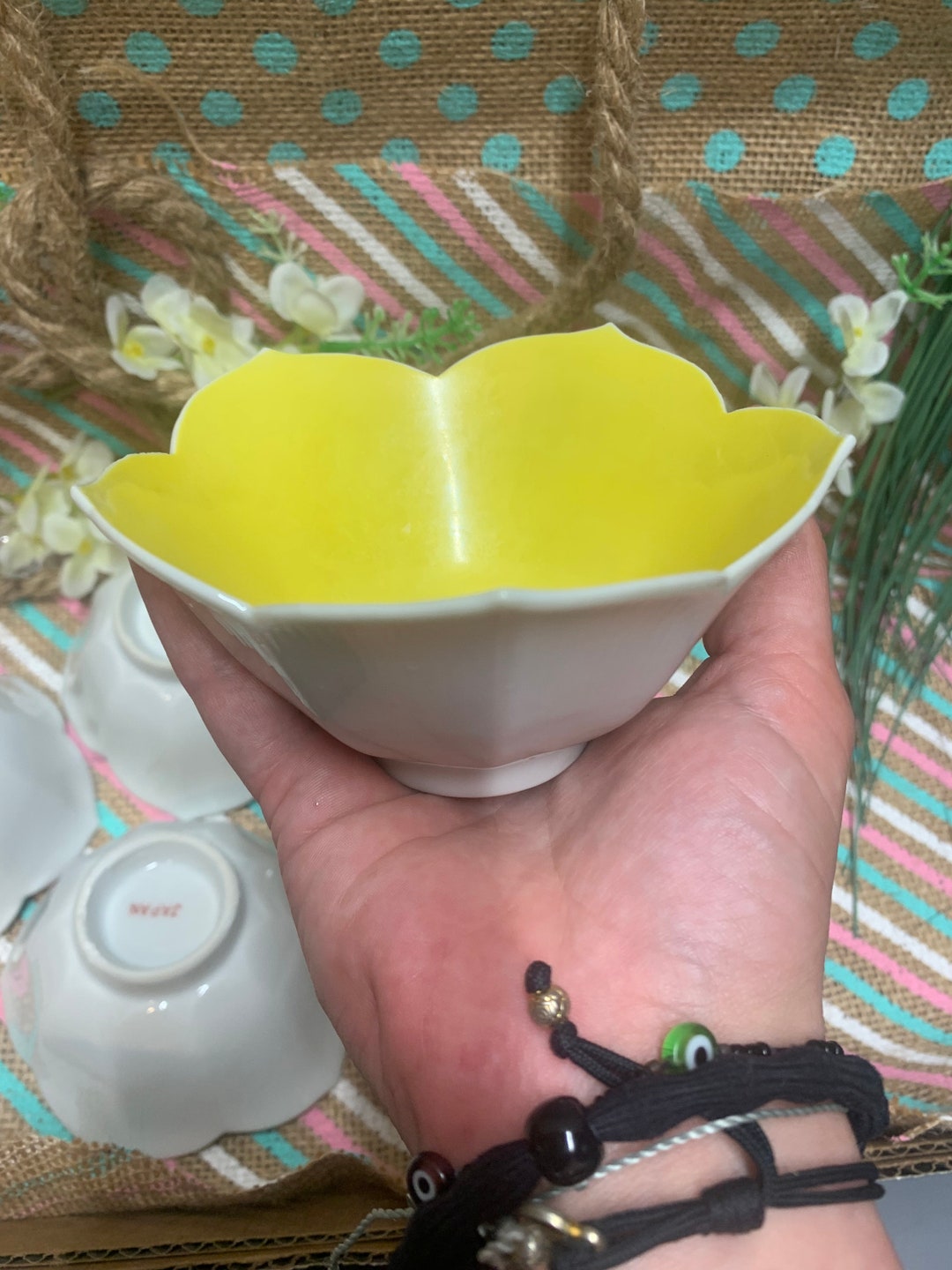 Vintage Yellow Lotus Rice Bowls Set of 4 Bowls Vintage Made in Japan ...