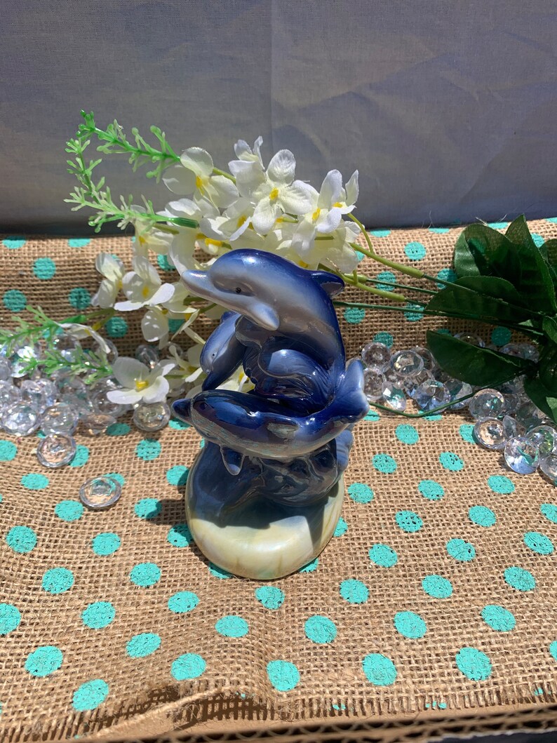Dolphin Figurine Ks Collection Iridescent Blue Summer Gift Vintage Gift ...
