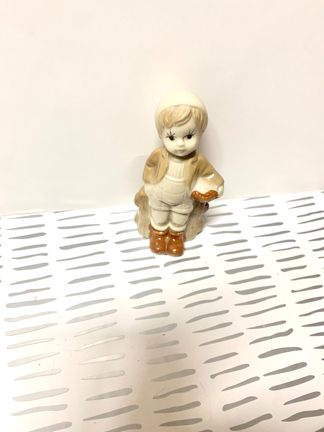 Vintage Antique Boy Figurine 1930s -1940s Brown Boy With Basket ...