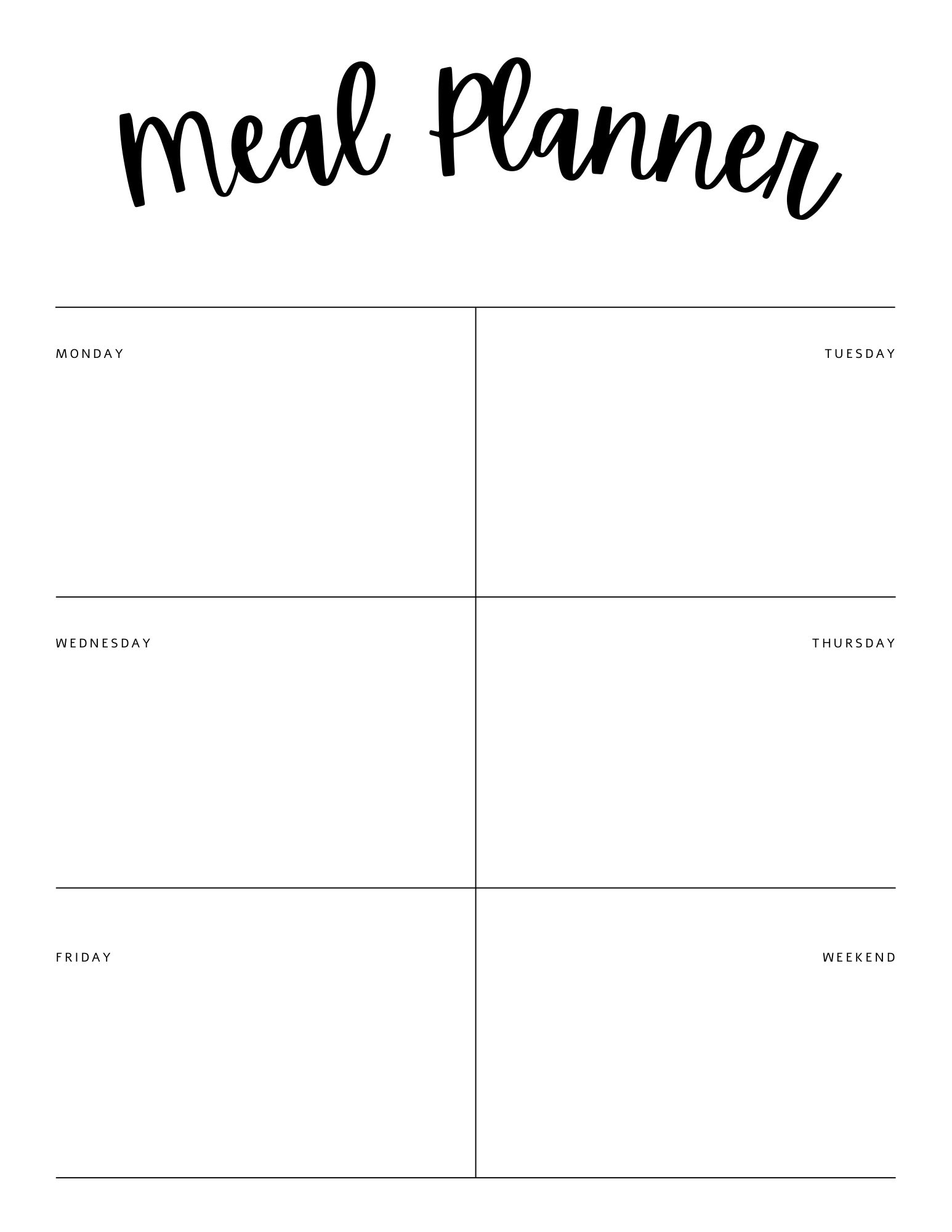 Meal Planner Printable, Weekly Food Diary, Meal Tracker , Food Journal ...