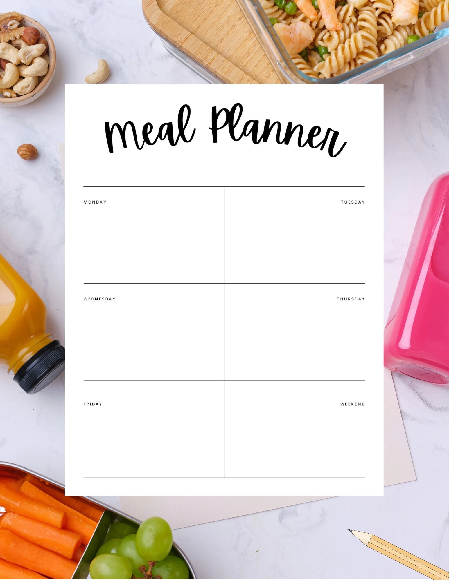 Meal Planner Printable, Weekly Food Diary, Meal Tracker , Food Journal ...