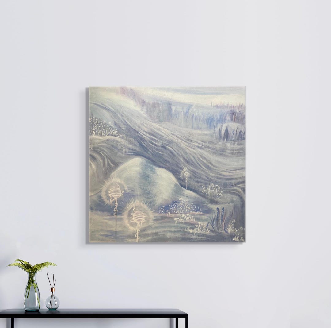 Sadness in Blue || Soft Magical Dreamy Pastel Blue Scenery. Acrylic ...