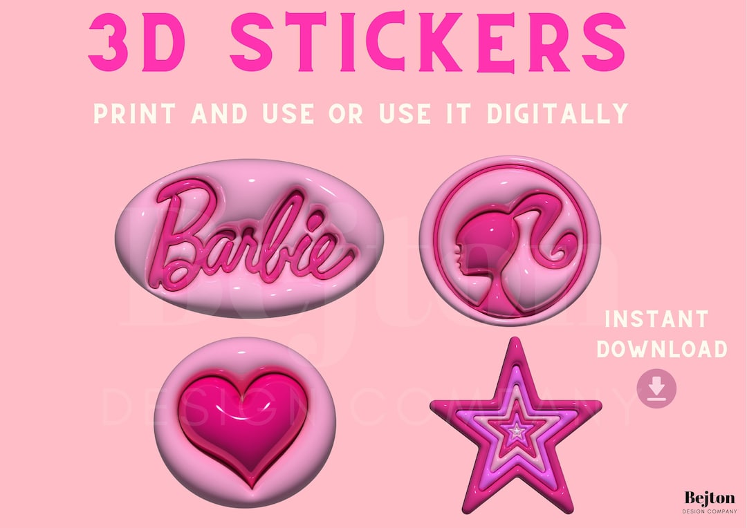 3D Barby Stickers Digital Stickers Pink Girl Barby Sticker - Etsy Australia
