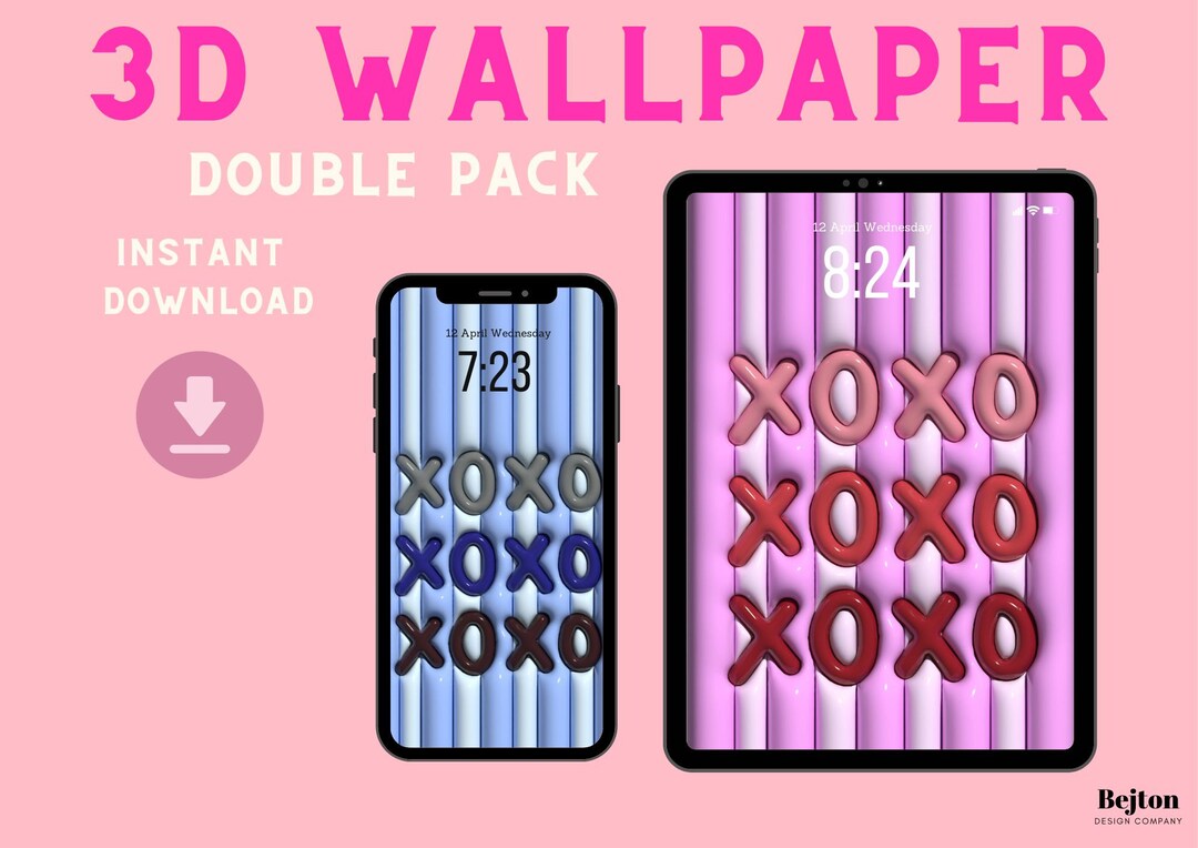3D XOXO Wallpaper, Cute Ios & Android Wallpaper Bundle, 3D Lock Screen ...