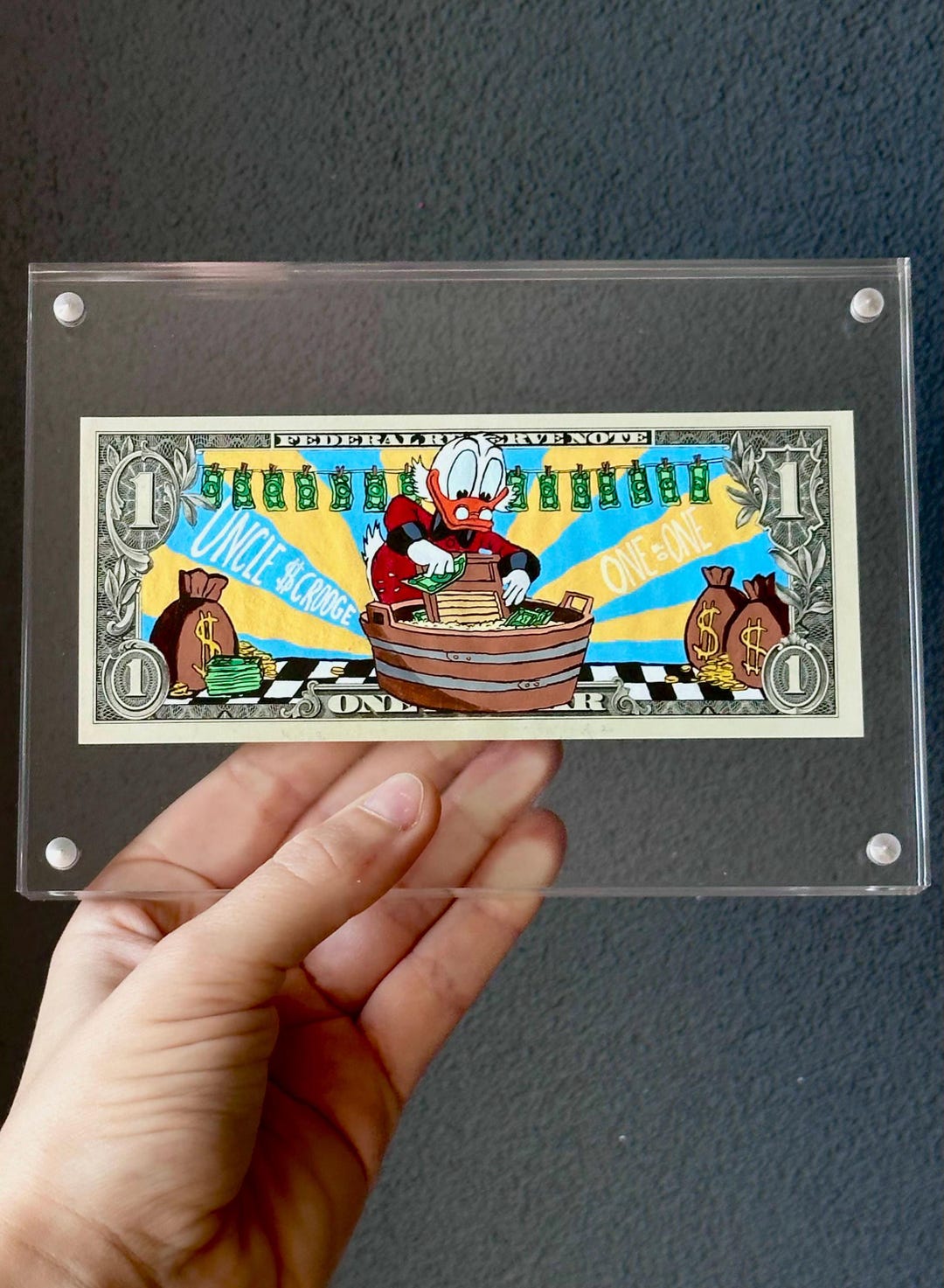 Unique Scrooge Mcduck Dollar Bill Art With Transparent Acrylic Photo ...