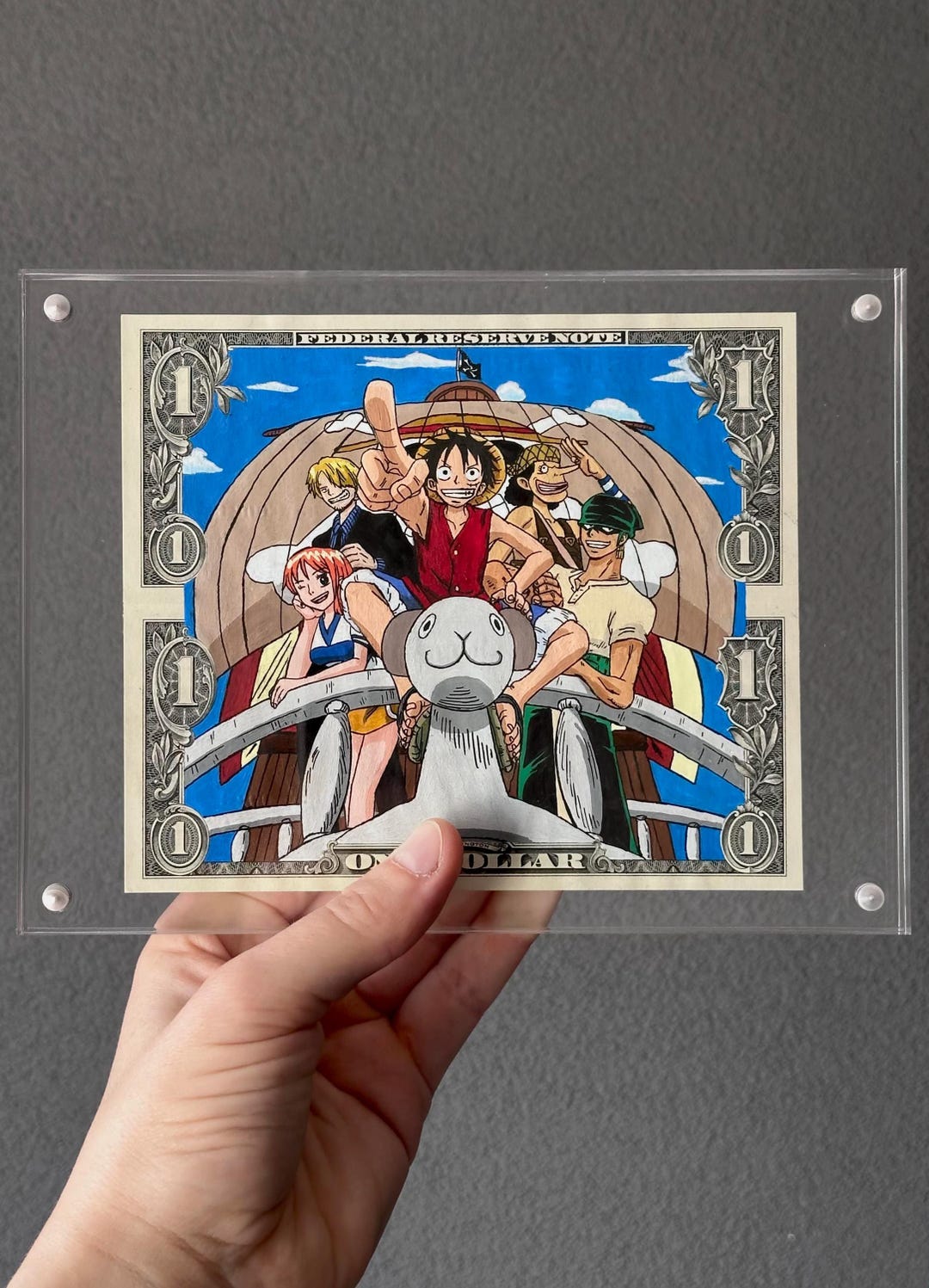 Unique One Piece Double Dollar Bill Art With Acrylic Transparent Photo ...